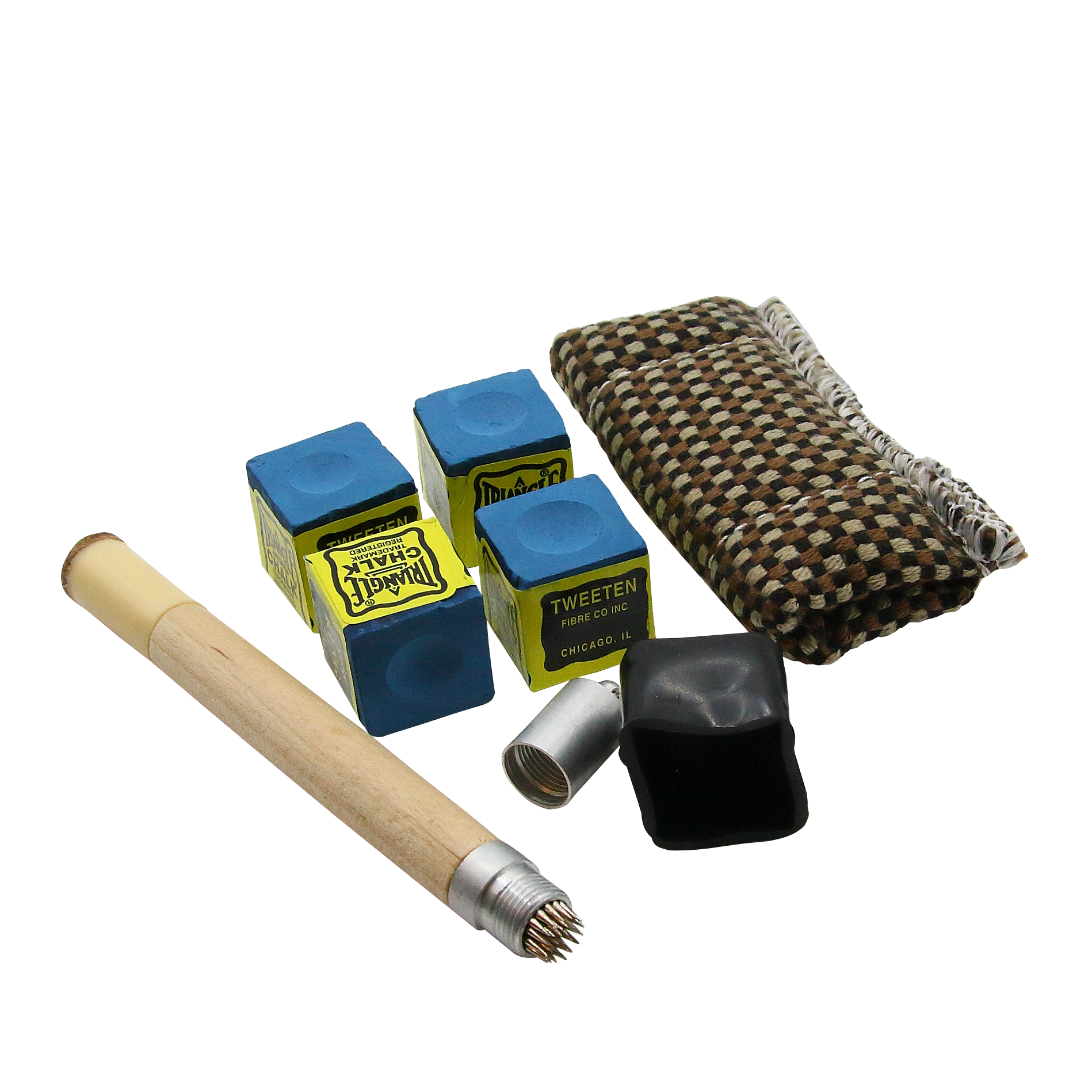 Набор из 4-х мелков для бильярда Tweeten Triangle, муфты для чистки кия и инструмента для обработки наклейки / держателя мела