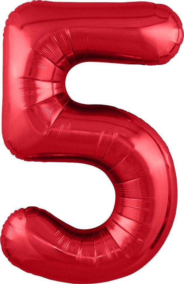 Шар (40'/102 см) Цифра, 5 Slim, Красный, 1 шт. в упак.