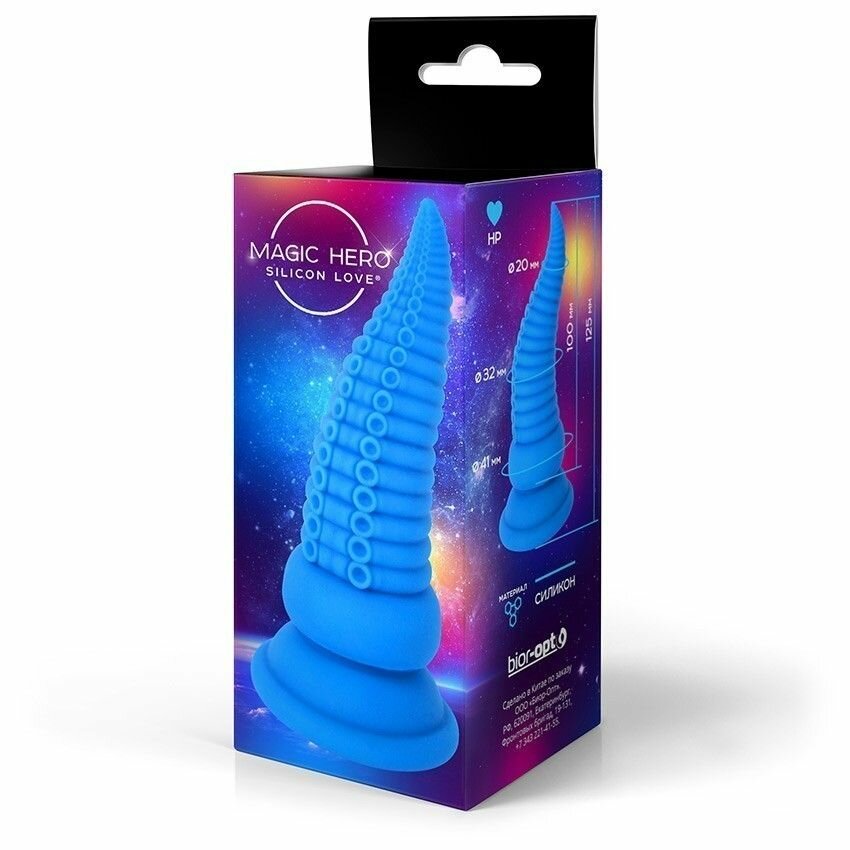 Синий фантазийный анальный стимулятор-щупальце - 12,5 см, синий