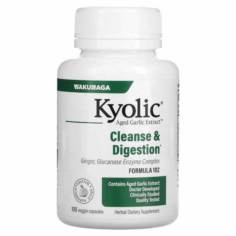 Kyolic, Aged Garlic Extract, Экстракт чеснока, формула 102, улучшение пищеварения, 100 капсул