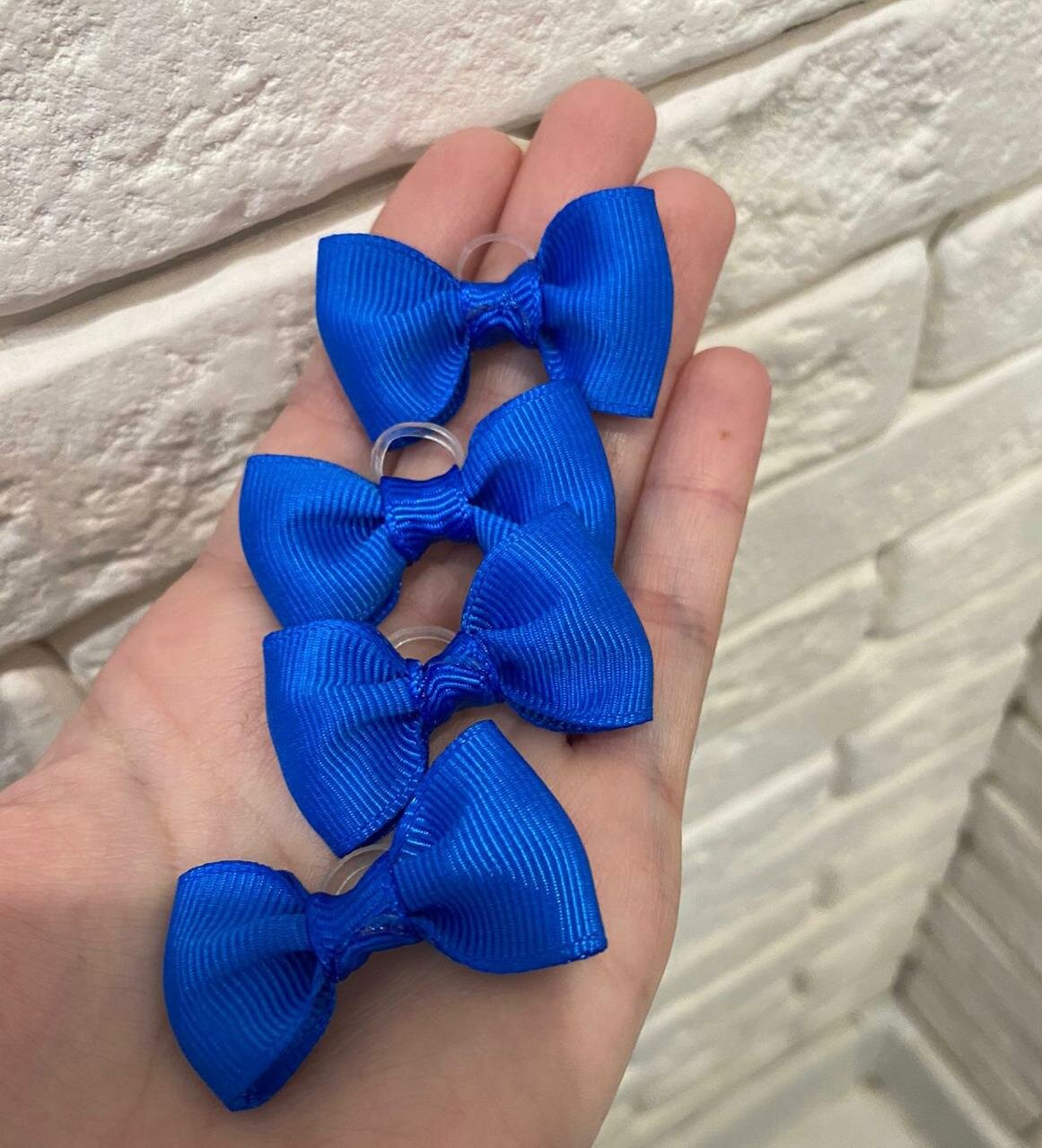 Резинки "бантики" для животных 10 шт. ручная работа синий