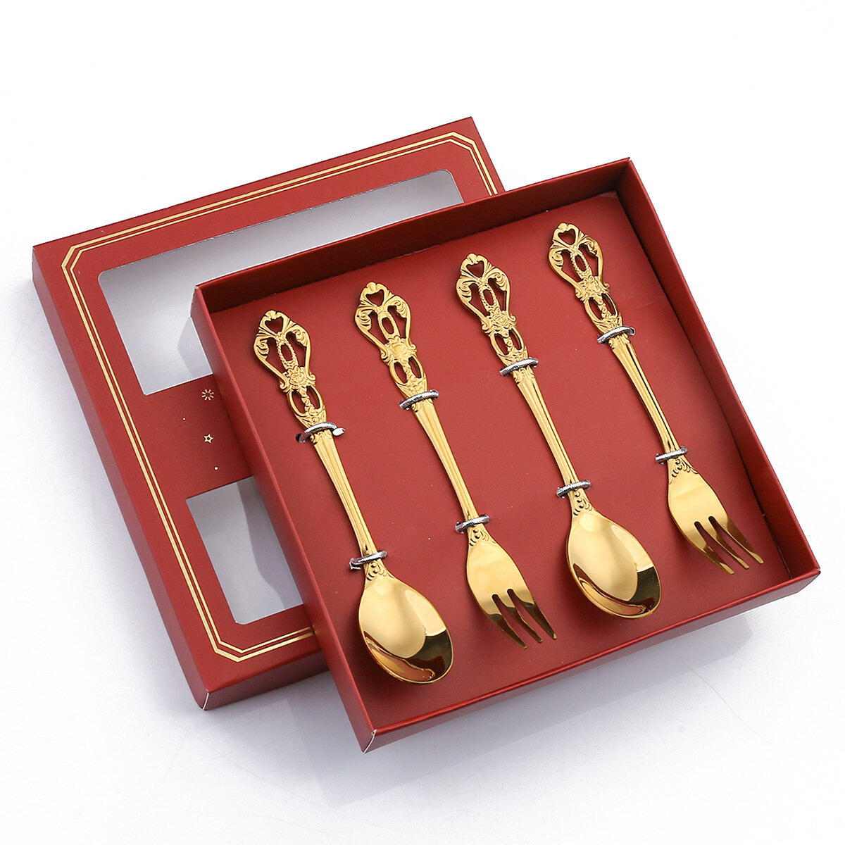 Подарочный набор столовых приборов для десертов золотые
