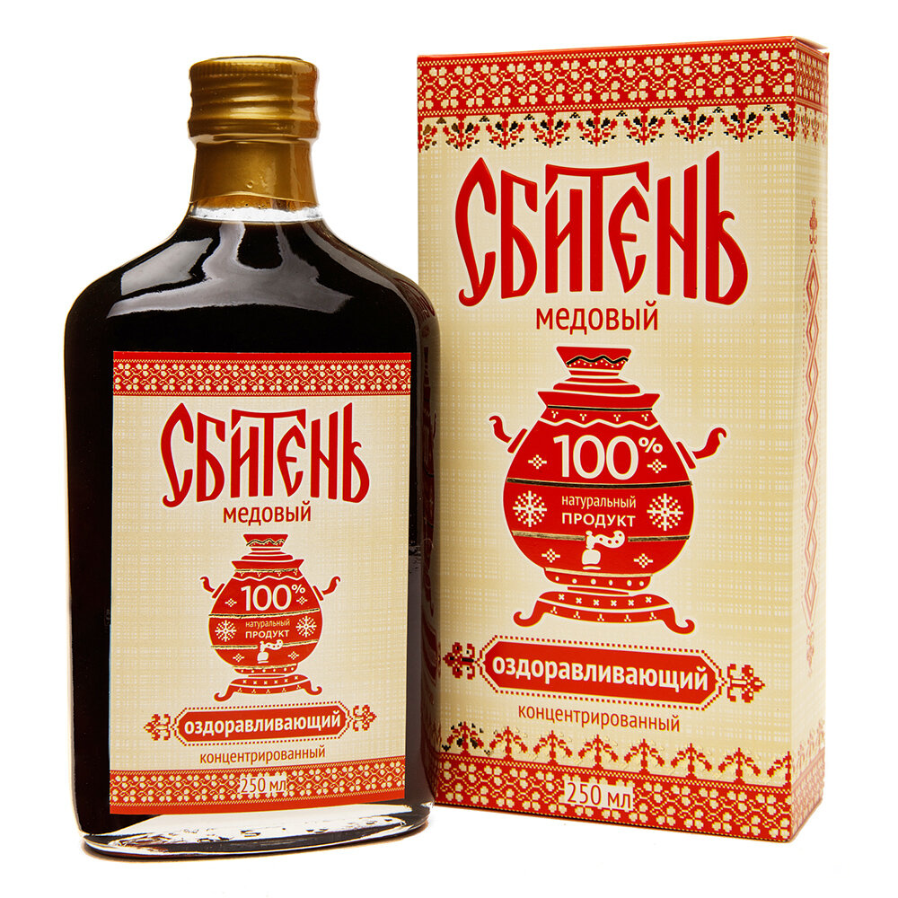 СБИТЕНЬ МЕДОВЫЙ - традиционный русский напиток на целебных травах от бренда "ПЧЕЛА и человек", объем 250 мл