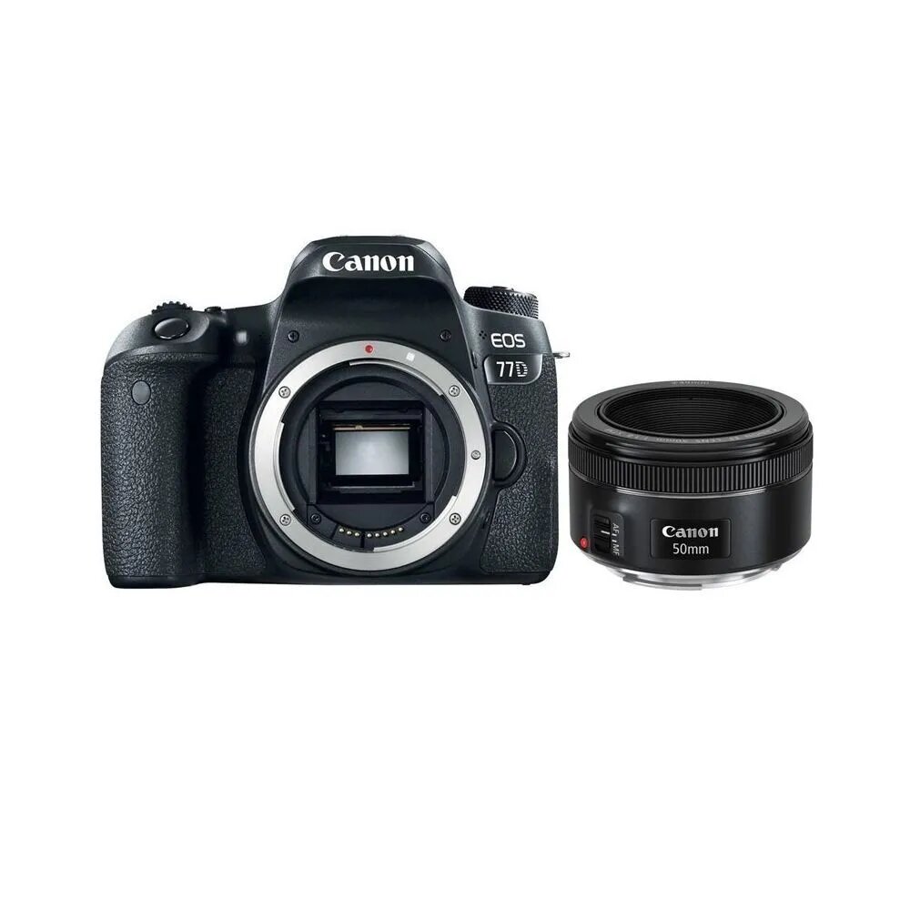 Canon EOS 77D Kit with 50mm f/1.8 STM Lens – DSLR Camera, Fast Autofocus, Full HD Video