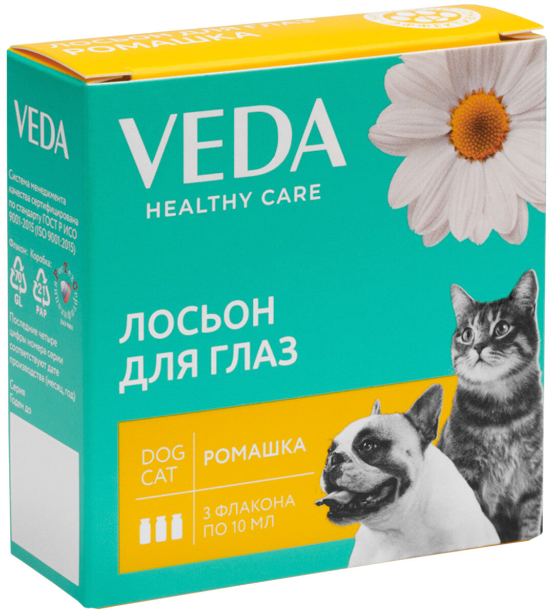 Фитоэлита лосьон для глаз для кошек и собак «Ромашка» VEDA 10 мл х 3 шт
