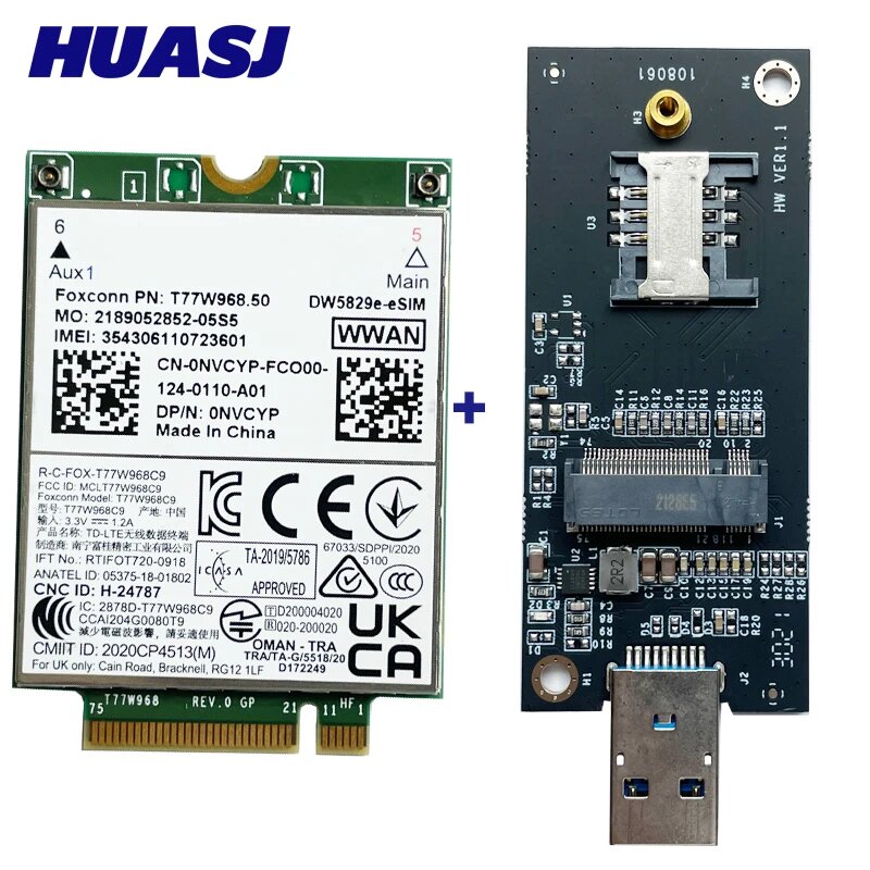 HUASJ DW5829e-eSIM 4G Модуль для Dell, USB