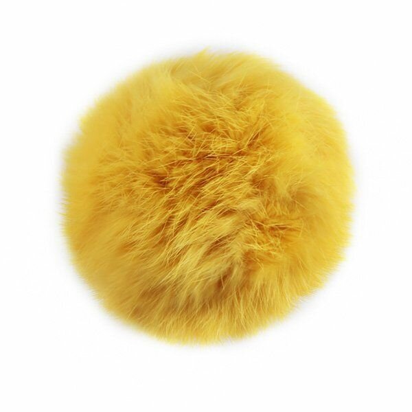 Помпон меховой (кролик) 8 см 16 штук желтый