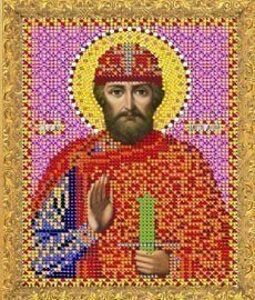 Схема для частичной вышивки бисером с нанесенным рисунком (11*15см.) 766М "Св. Дмитрий Донской"