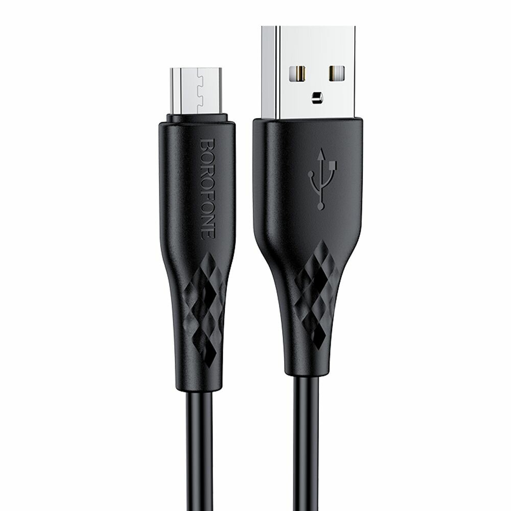 USB кабель BOROFONE BX48 MicroUSB, 2.4А, 1м, PVC (черный)