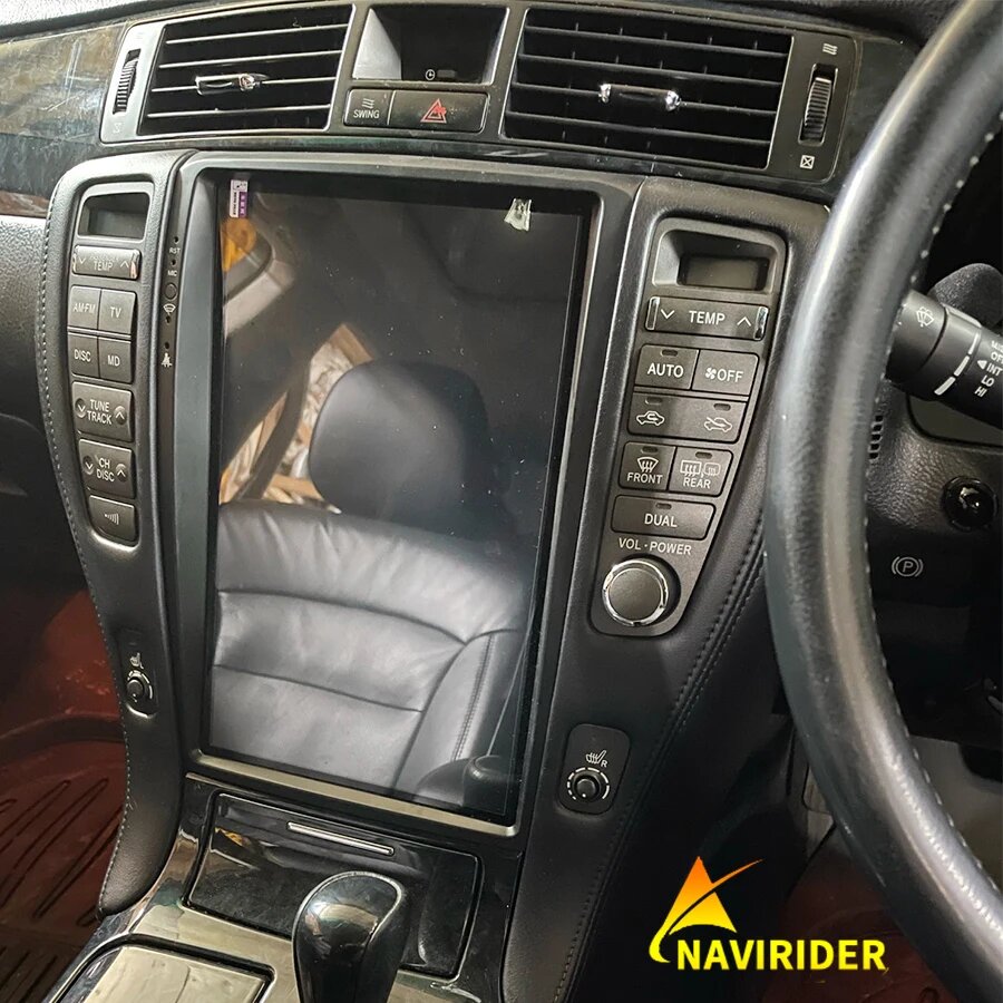 12,8-дюймовый автомобильный радиоприемник, стерео аудиоэкран Tesla для Toyota Crown S180 2003-2008, Android 14, автомобильный мультимедийный плеер, GPS, правый руль T400