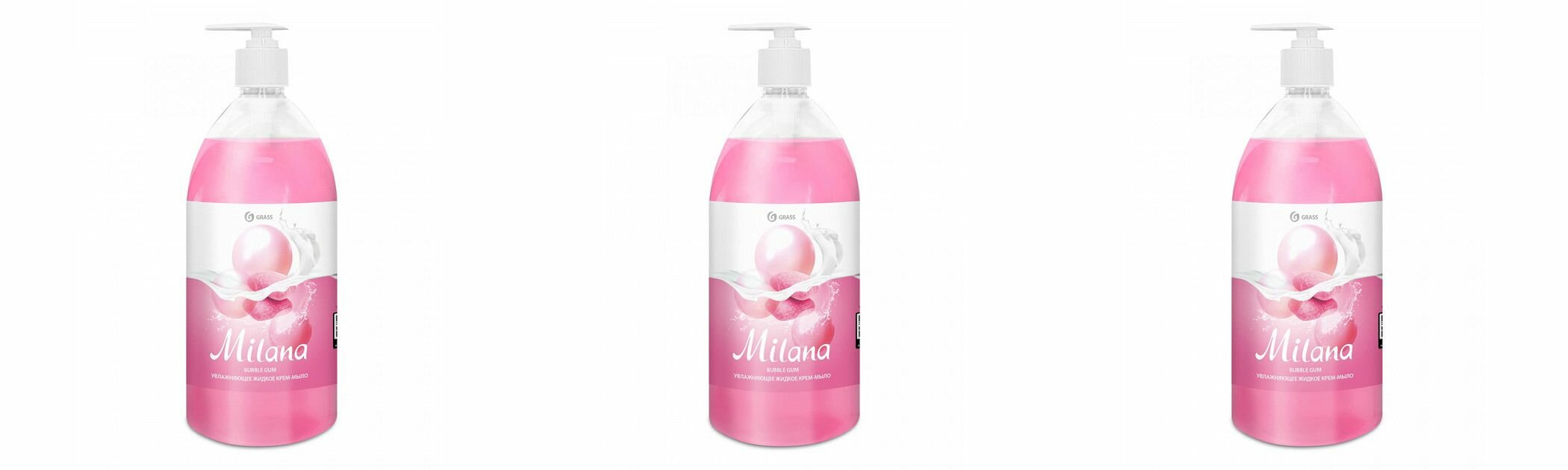 GRASS Жидкое крем-мыло Milana Ffruit bubble 1000мл, 3 шт.