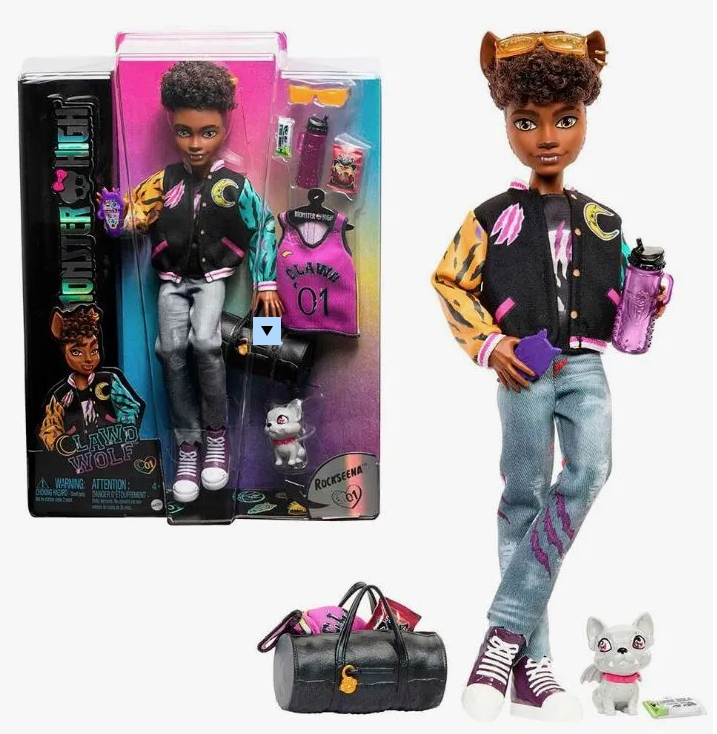 Кукла Монстр Хай Клод Вульф с питомцем бульдог Гаргулья - Monster High Clawd Wolf Werewolf with Pet Gargoyle Bulldog Mattel HNF65