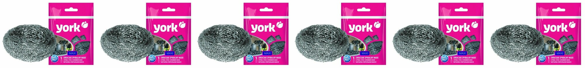 York Губка для мытья посуды из нержавеющей стали, Макси, 6 уп.