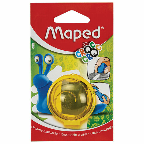 5 шт. Ластик-клячка художественный MAPED Croc Croc "Улитка" в футляре, 40x36x10 мм, мягкий, голубой, 014501