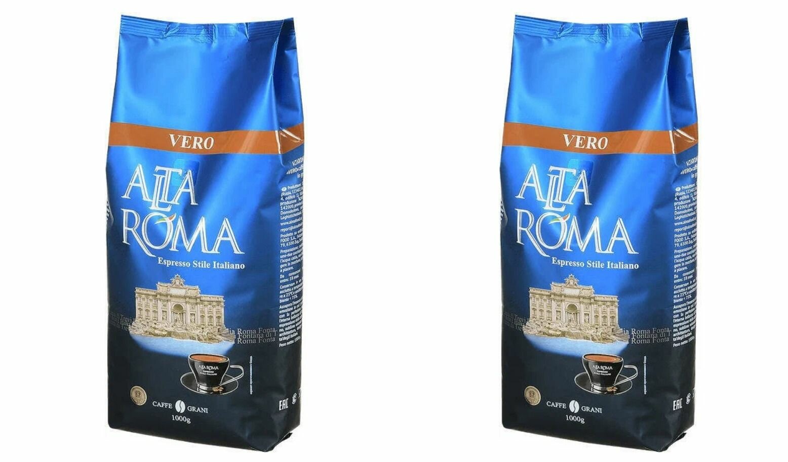 Alta Roma, Кофе в зернах Vero, 1000 г, 2 уп