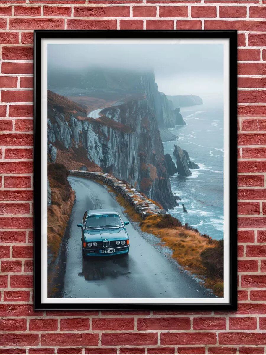 Плакат, Постер BMW retro, А3 (фотопанно, постер на стену)