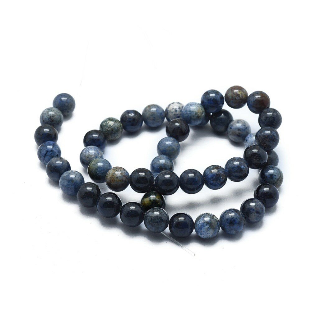 Бусины каменные, дюмортьерит с кварцем, 6-7мм, 57 шт, низка