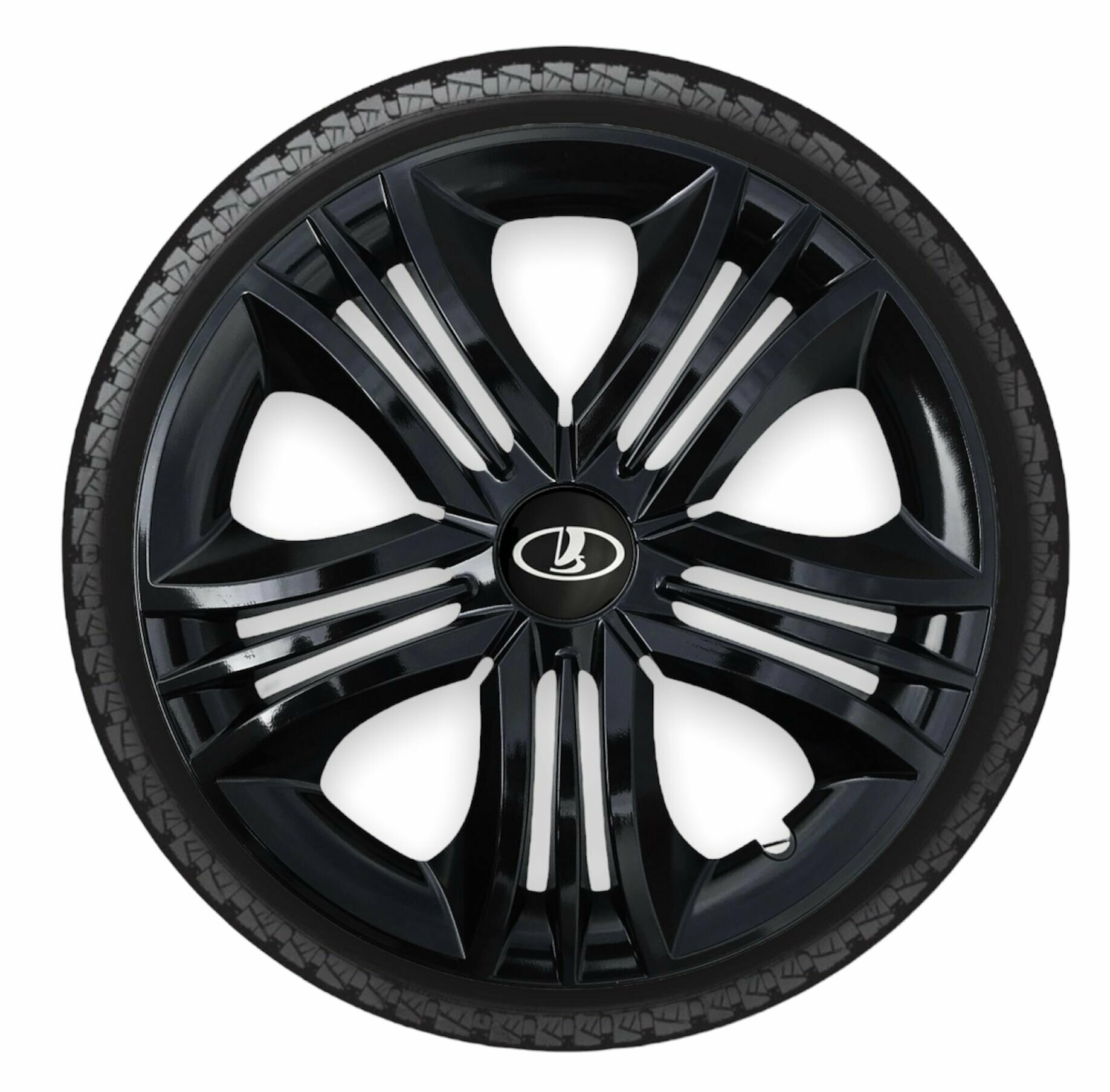 Автомобильные колпаки на диски Jestic ФАН черный лада, R15", в комплекте 4 колпака