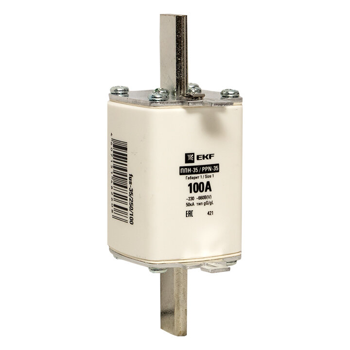 Плавкий предохранитель EKF 250/100А, типоразмер 1, пластик