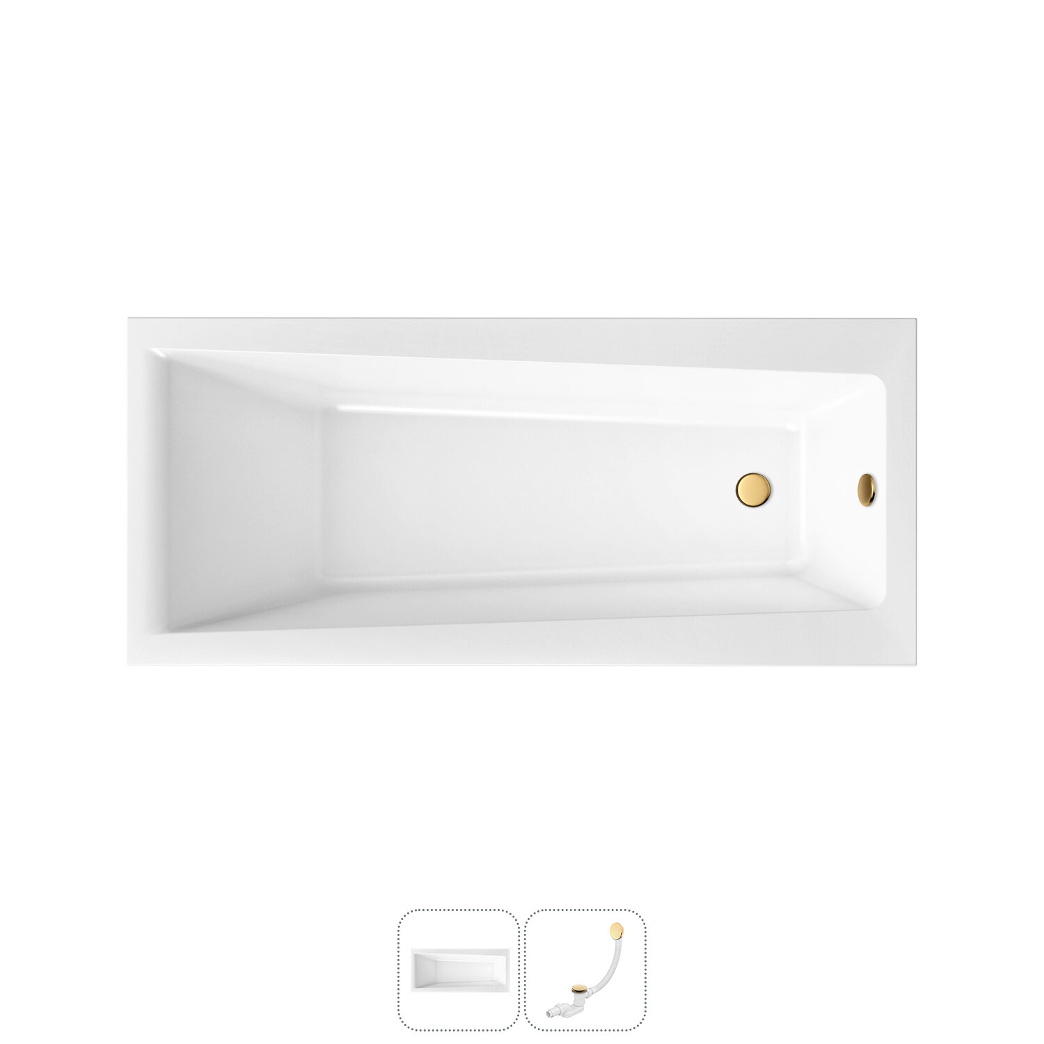 Акриловая ванна 170x75 Lavinia Boho Rock 202010892 в наборе 2 в 1: прямоугольная ванна 170 x 75 см, слив-перелив