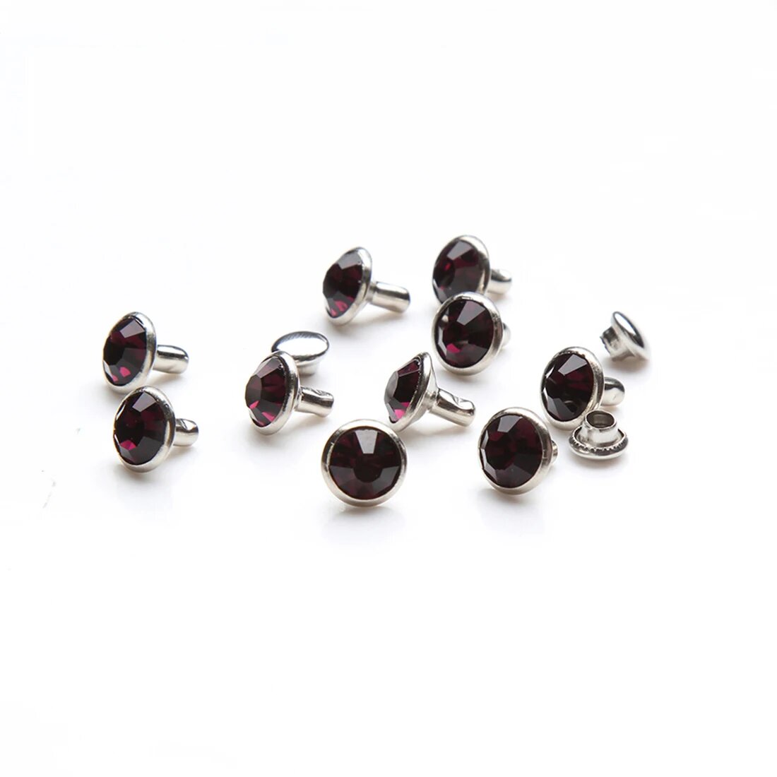 Заклепки для кожи бордовые, 6 мм, Amethyst