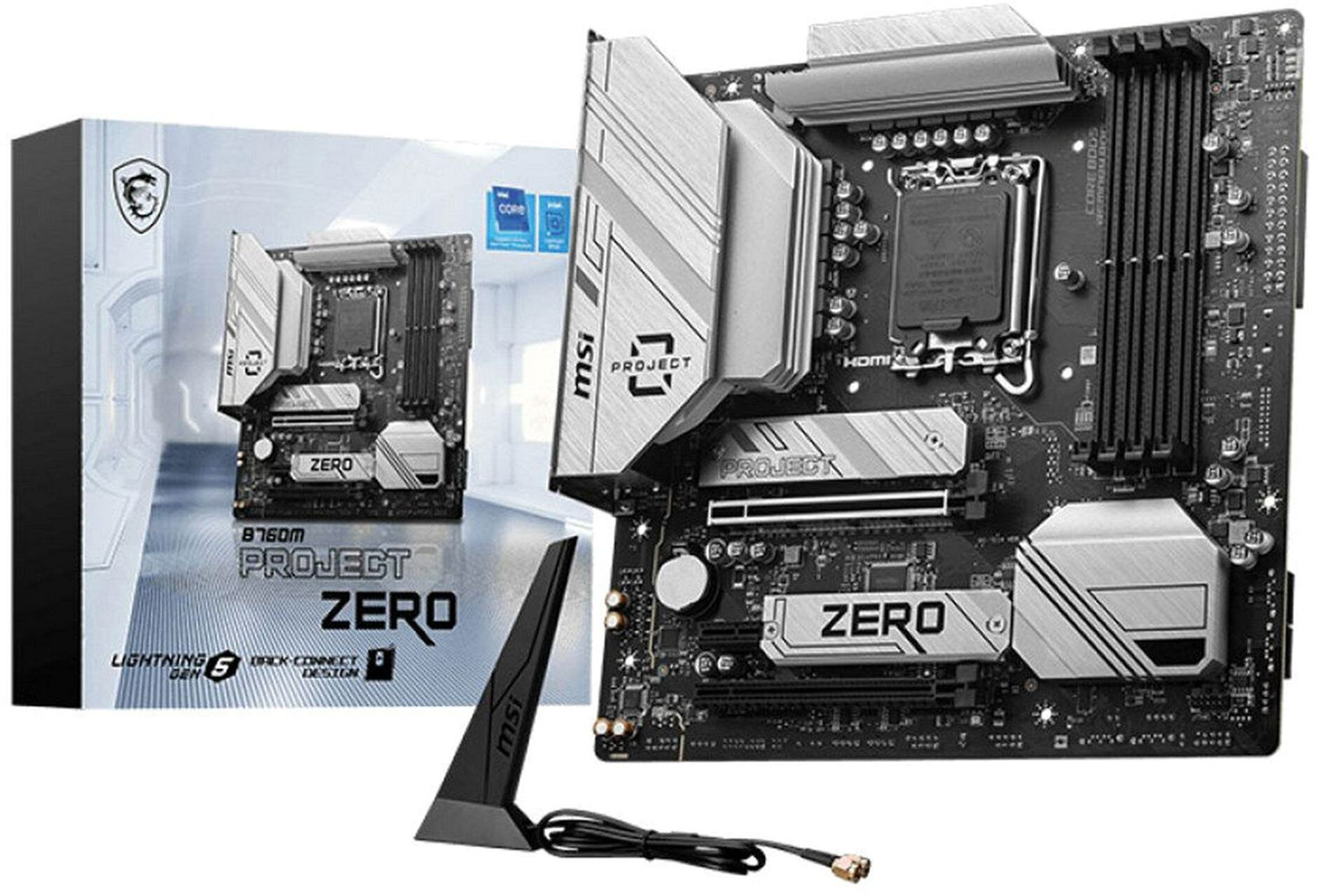 MSI B760M PROJECT ZERO (RTL) LGA1700 2xPCI-E HDMI+DP 2.5GbLAN+WiFi+BT SATA MicroATX 4DDR5