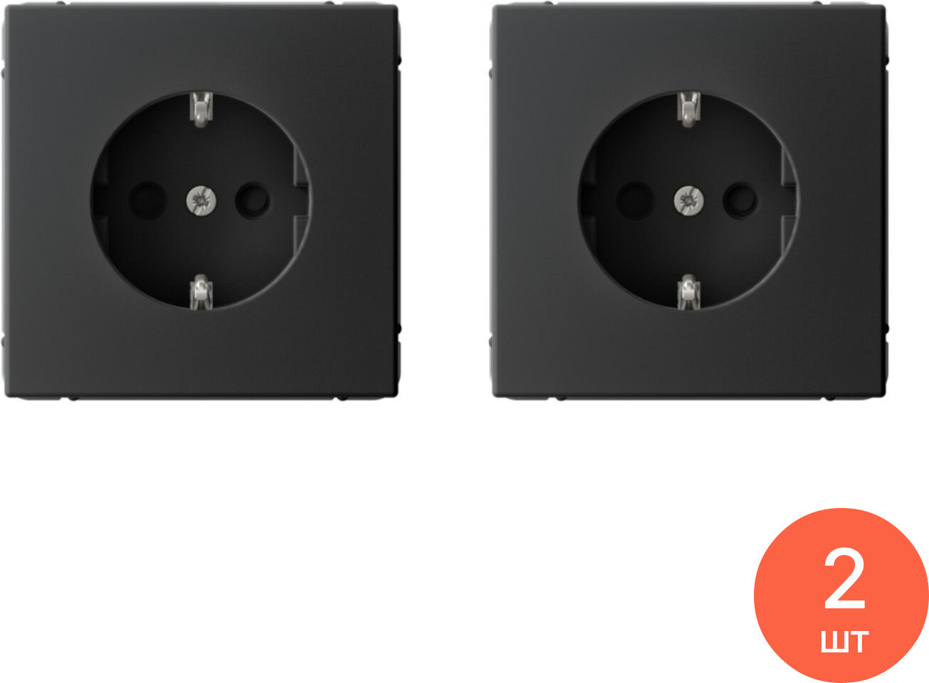 Розетка силовая штепсельная Systeme Electric / Систем Электрик ArtGallery механизм, 16А 250В IP20 карбон с заземлением и шторками, GAL001045 / электрооборудование (комплект из 2 шт)