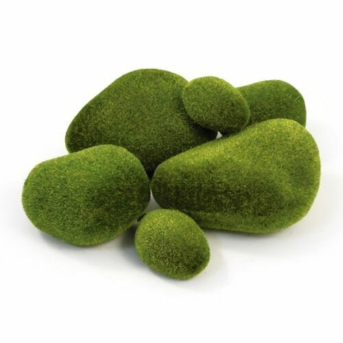 Набор камней декоративных из мха ШвейТорг, 6 штук, зеленый цвет