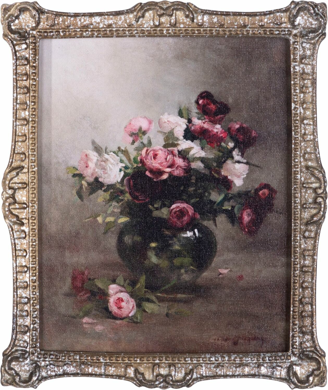Картина настенная под старину с цветами масло 26х3х31 см Glasar