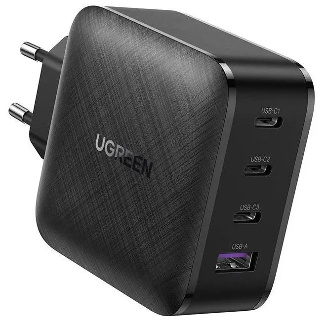 Сетевое зарядное устройство Ugreen CD 224 USB-A+3ХUSB-C, 65W GAN Tech, цвет черный (70774)