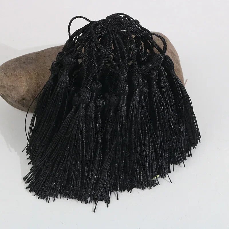 Полиэстер шелковая бахрома с кисточками 50 шт Черный, 51A black