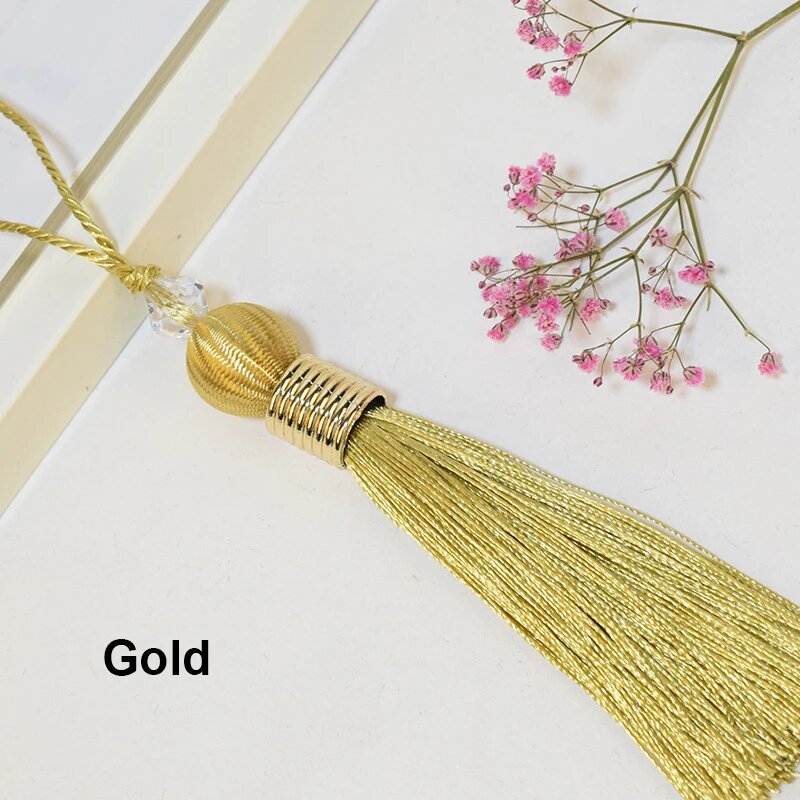 2 шт./лот, 10 см, шелковая бахрома-шарик с подвесной веревкой, декоративная бахрома для шитья, Gold