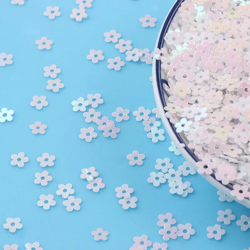 Матовые белые и сливовые блестки 5 мм White, 5mm 20g