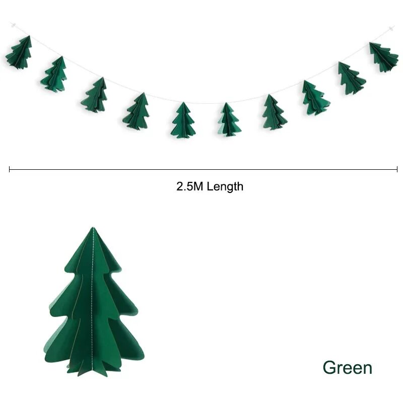 Мини Рождественская елка из картона Темно-зеленый, Green A