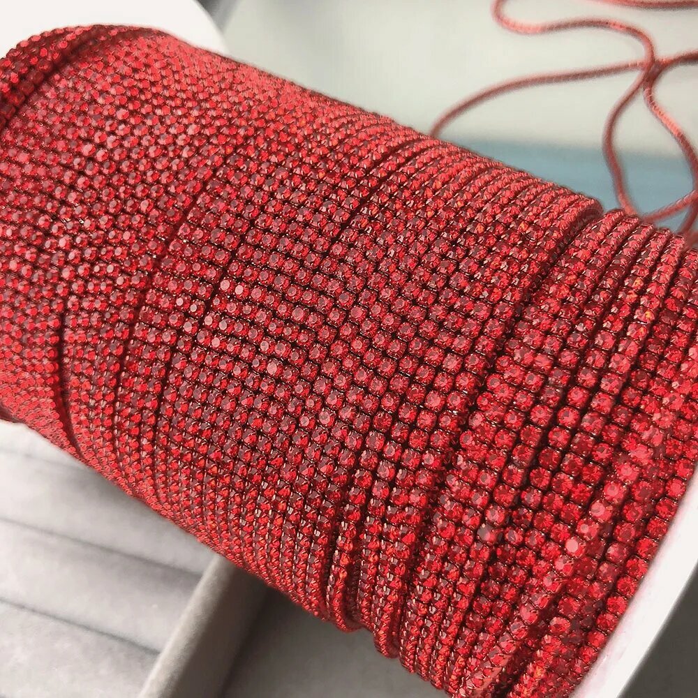 Красные стразы для рукоделия, 90см, SS6, e7 red red
