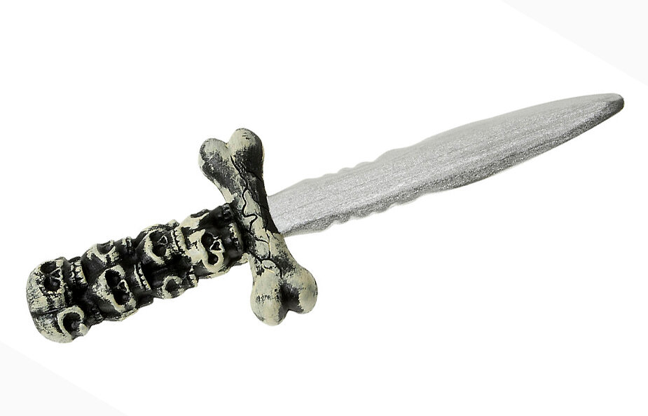 Кинжал с черепами 8600К, серый пластик, длина 30 см