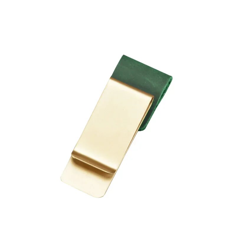 Держатель для денег металлический кожаный Brass Green