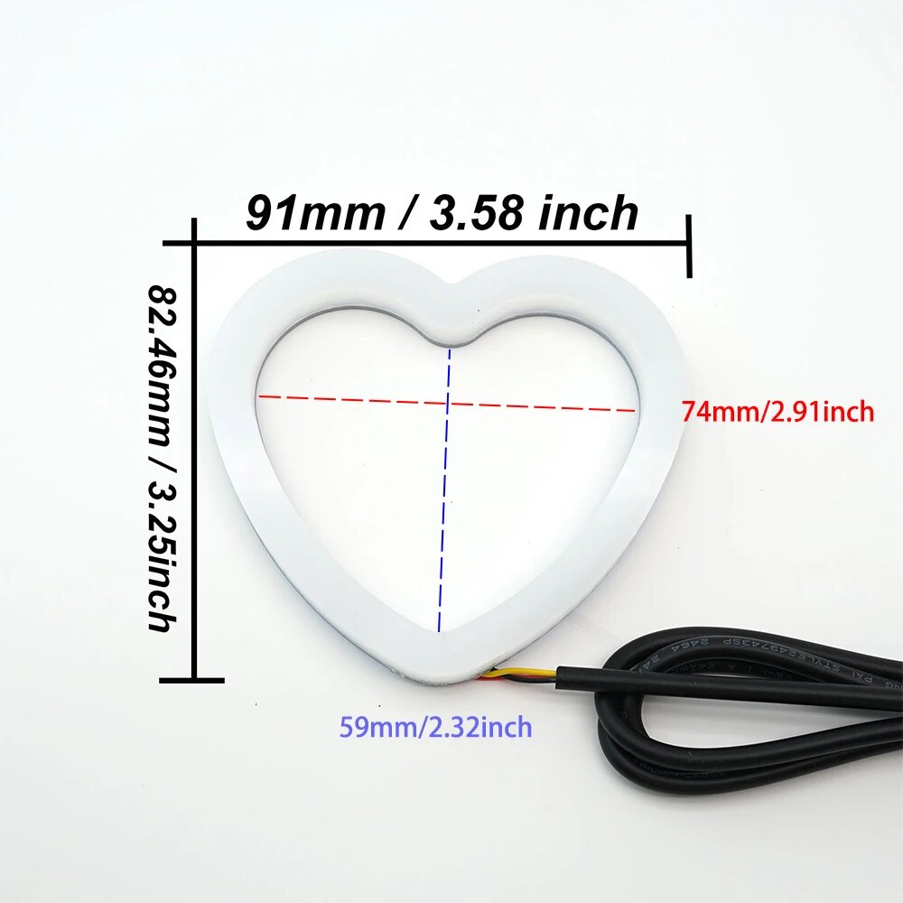 2-х светодиодных модифицированных фар RGB в форме сердца с приложением Bluetooth, противотуманные фары с диафрагмой в форме сердца