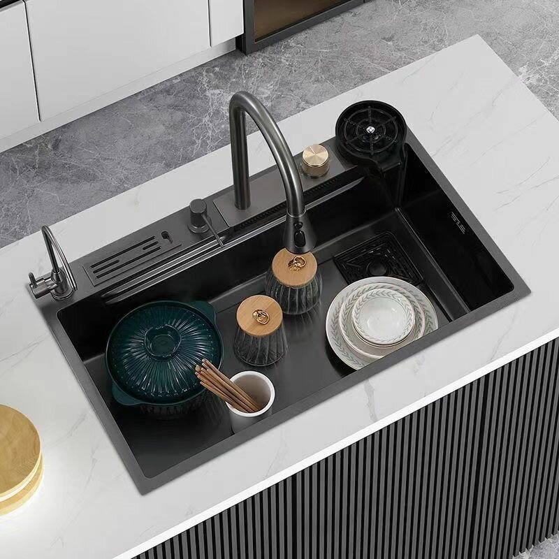 Многофункциональная раковина наномойка с дозатором мыла 68*45 см, Краны для чистой воды, Чашечная шайба