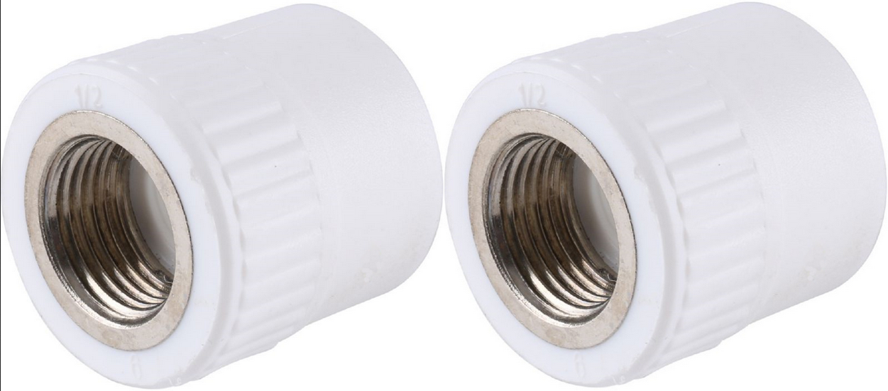 Муфта полипропилен с внутренней резьбой DN 25 х 1/2" Valfex (белая) для систем ГВС, ХВС и отопления.2шт