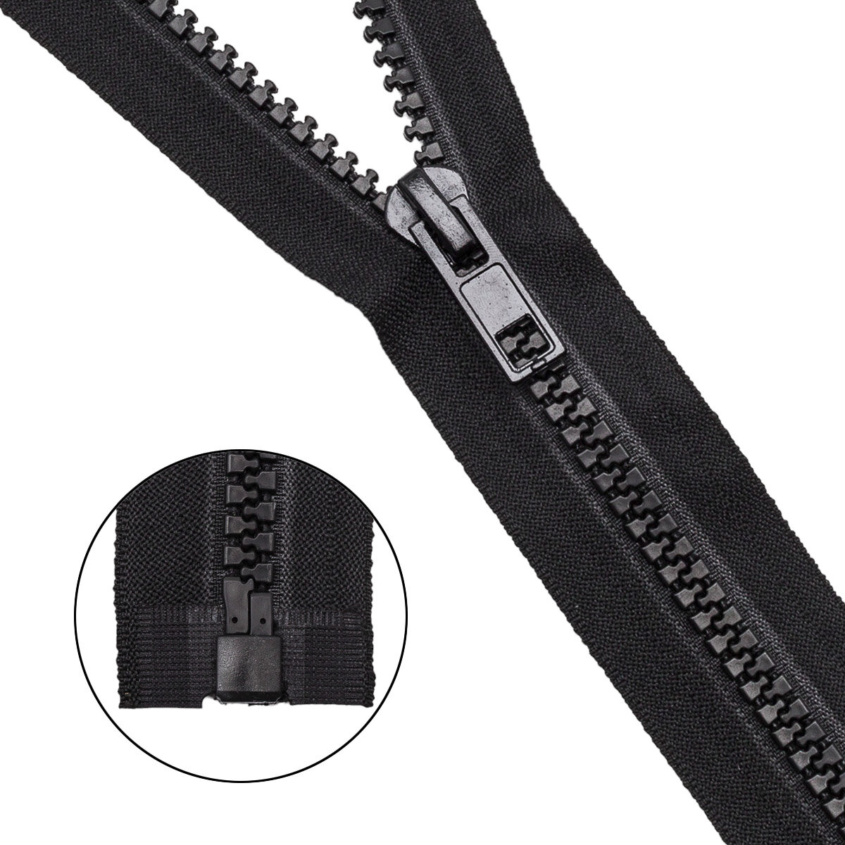 Молнии айрис "Трактор", тип 8, 1 замок, 85 см, цвет 580 черный, 5 шт