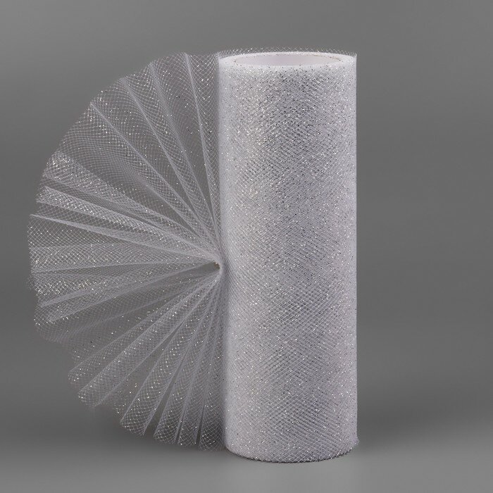 Фатин с глиттером, 15 см,9 ± 0,5 м, 11 ± 1 г/кв. м, цвет серебряный №06