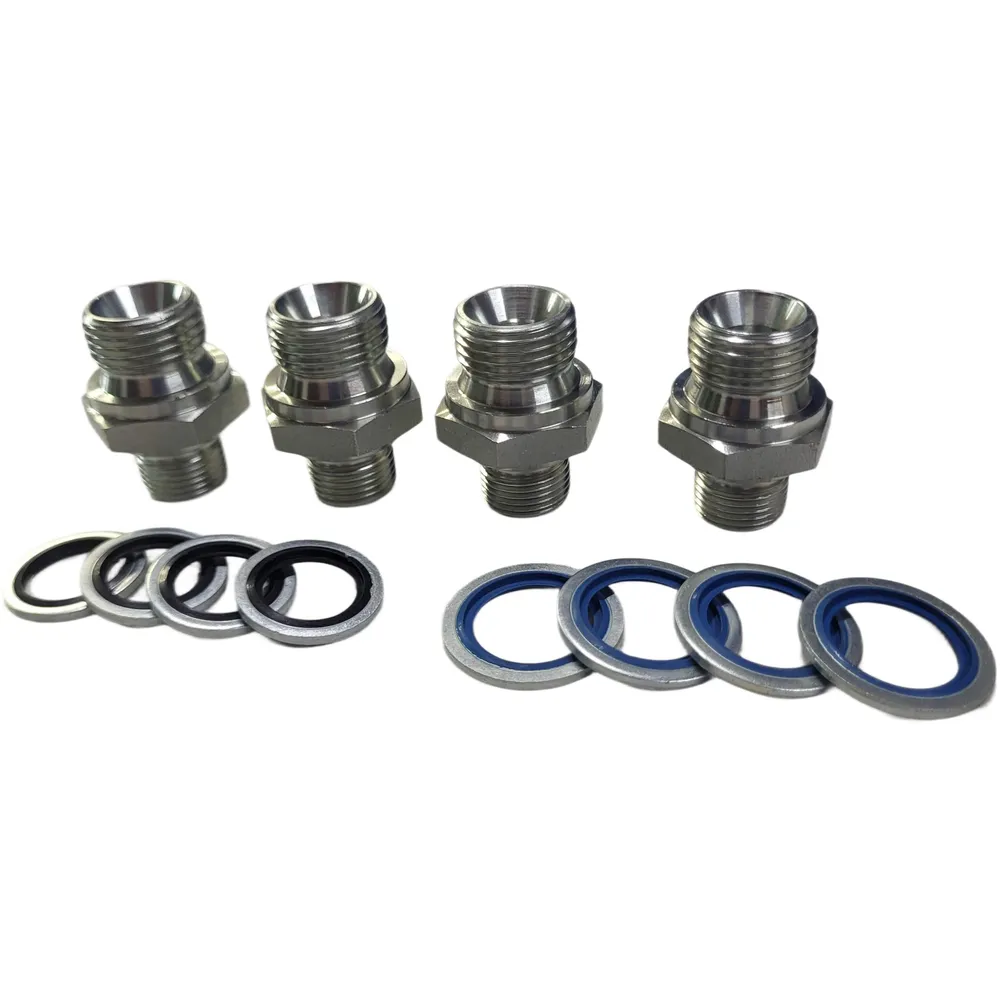 Адаптер (Соединитель + кольца) BSP (Ш-Ш) 3/8 - 1/2 (4 шт в комплекте + 8 колец)