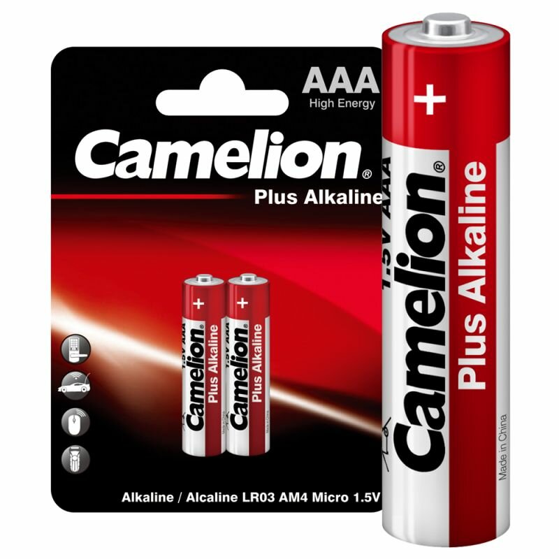 Элемент питания алкалиновый AAA/LR03 1.5В Plus Alkaline LR03-BP2 BL-2 (блист.2шт) Camelion 1651