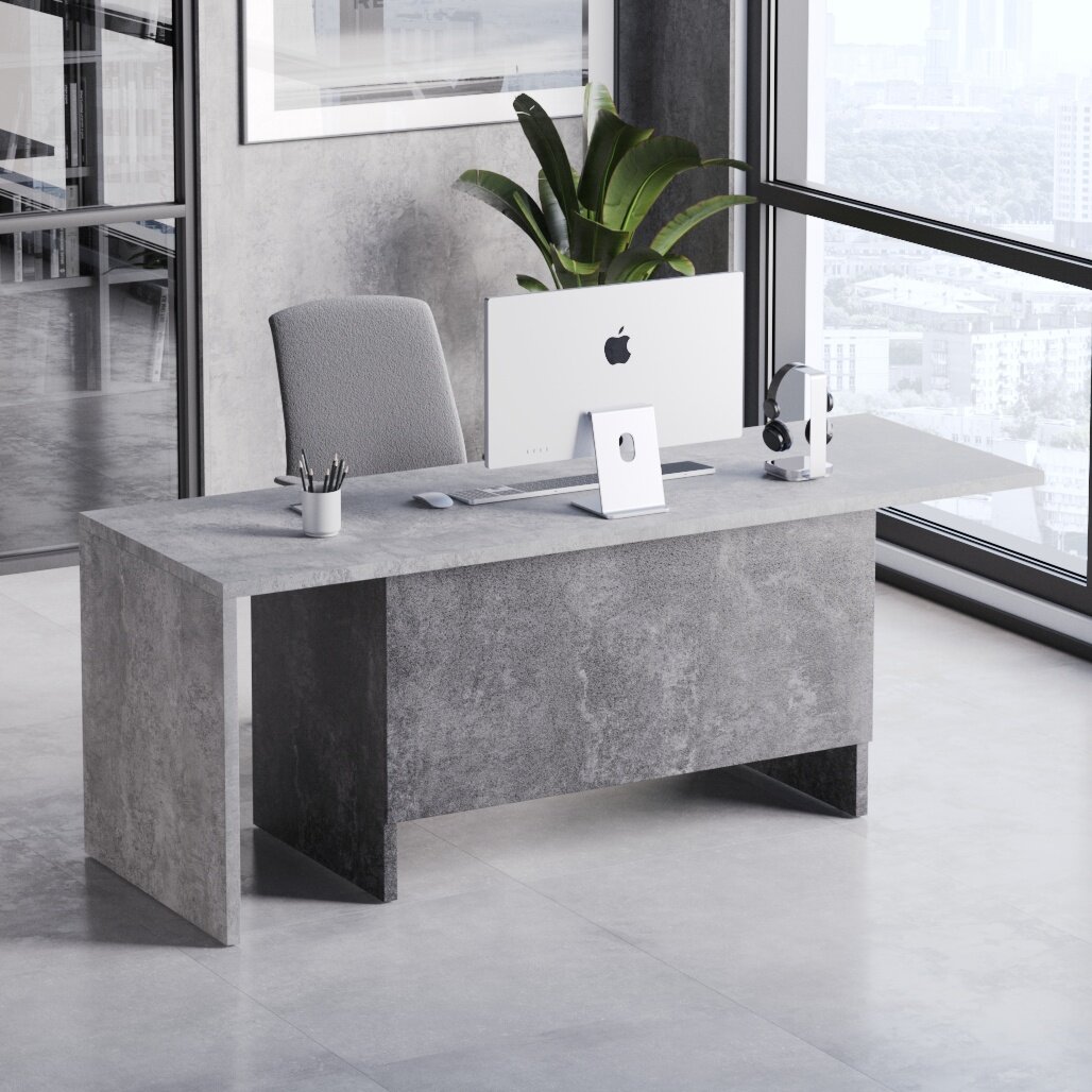 Стол руководителя / Письменный стол "Махагон" Премиум / Цемент светлый / Цемент темный / 2000х700х750