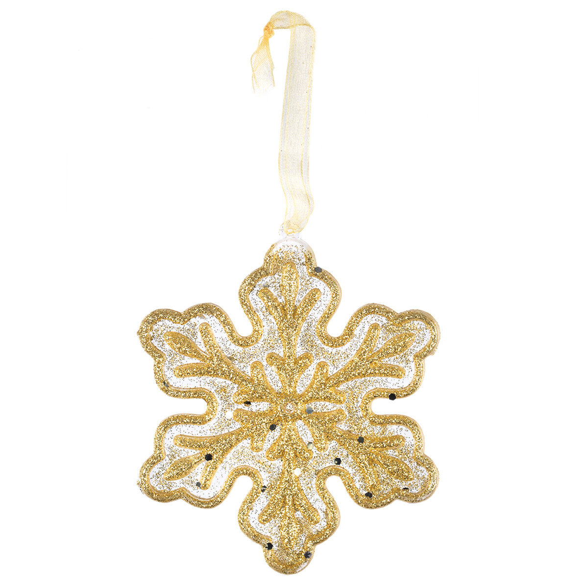SNOWEEKON SNW-D153-DE22 Елочная игрушка №02 снежинка золотистая - декоративная подвеска 1шт