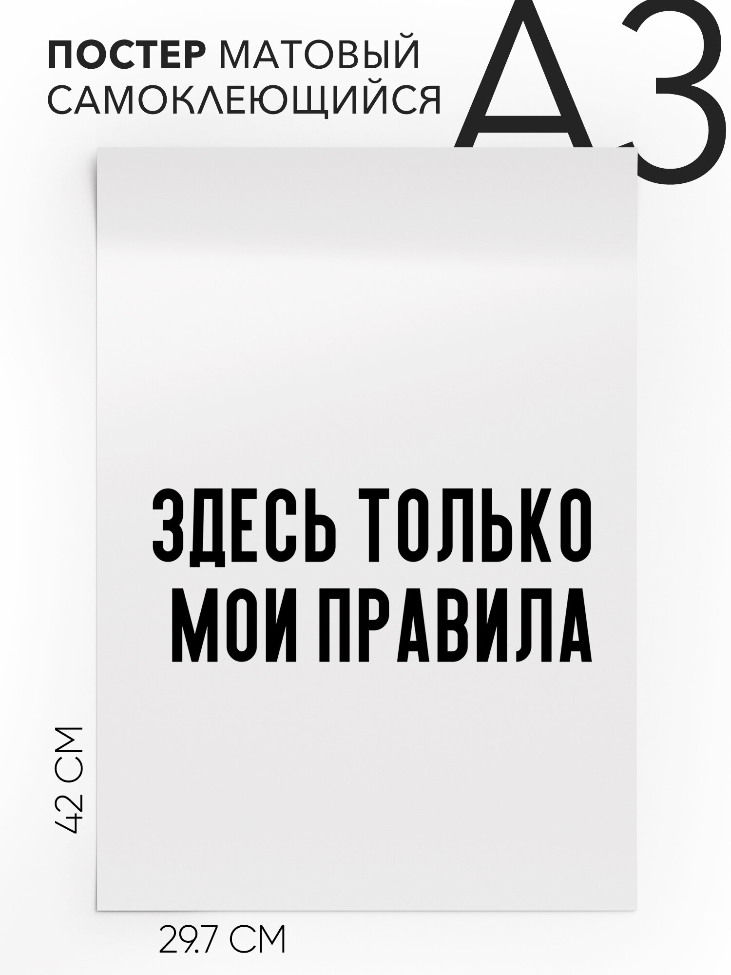 Плакат, постер на стену - Здесь только мои правила, Самоклеящийся, 30х40, А3