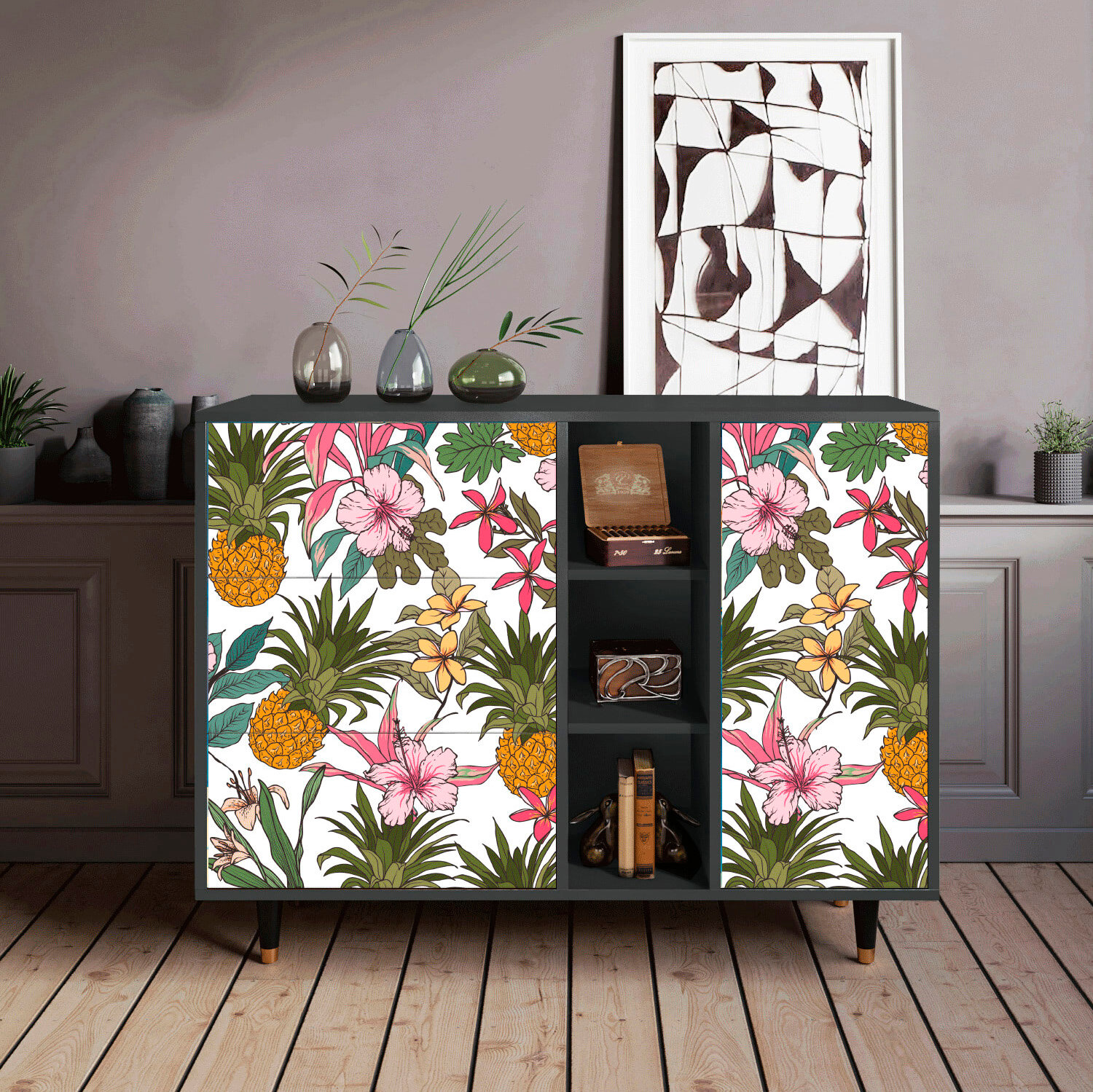 Комод - STORYZ - BS2 Estival Fruit, Разер - 125 x 97 x 48 см , Цвет корпуса - Антрацит