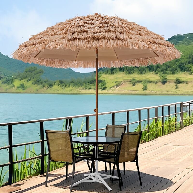 Зонт пляжный большой/Садовые зонты,160cm, Наклоняемое рулевое управление，С белым кронштейном на четырех ножках