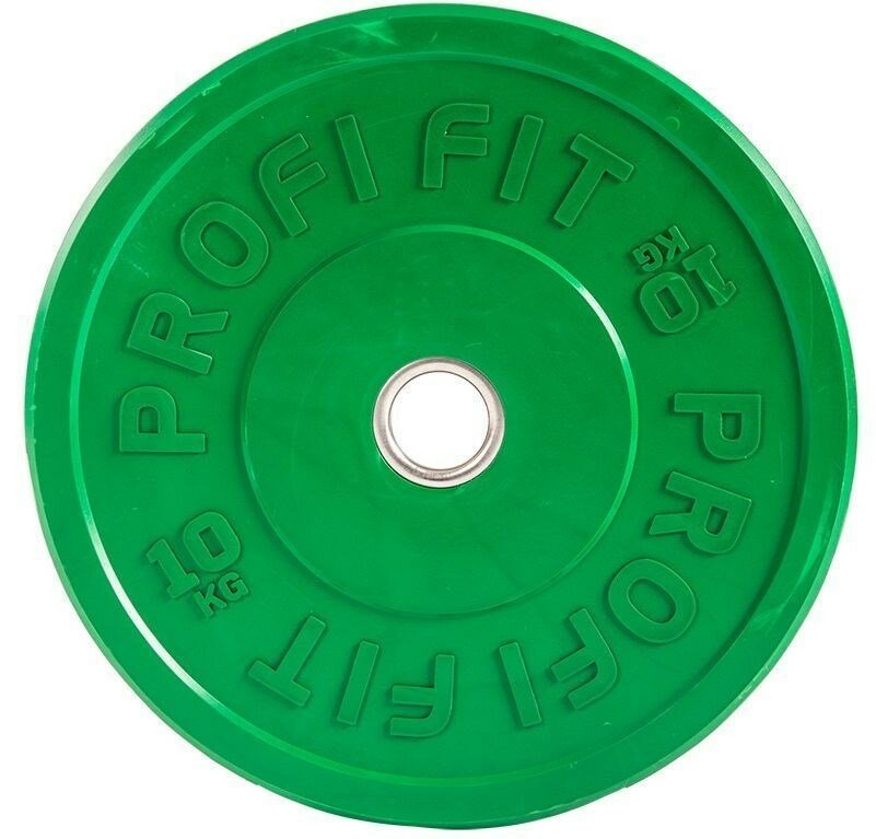 PROFI-FIT Диск для штанги каучуковый, цветной D51 мм PROFI-FIT 10 кг Зеленый